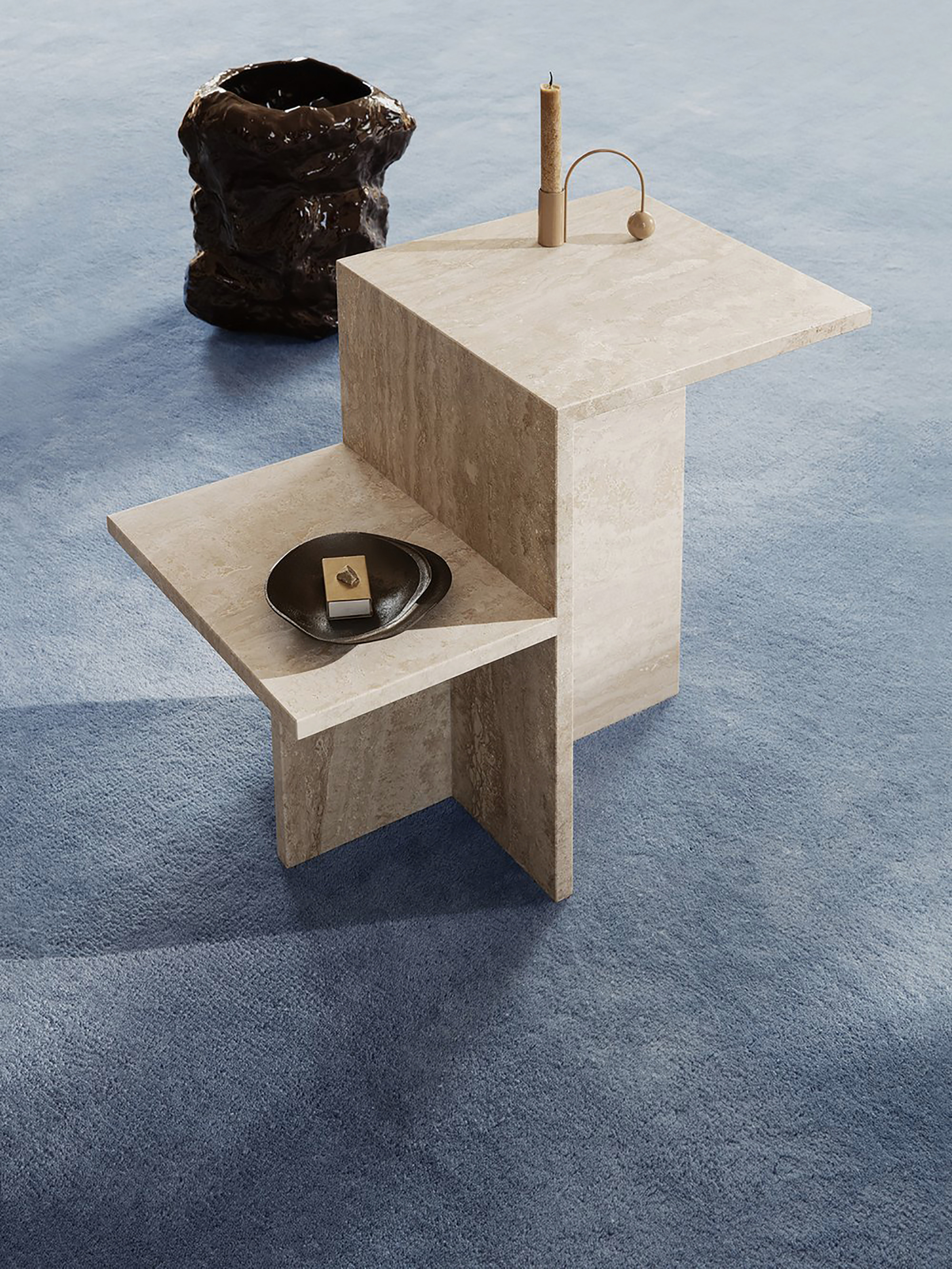 Ferm Living — Distinct Side Table - Travertine — Ferm Living | Artilleriet