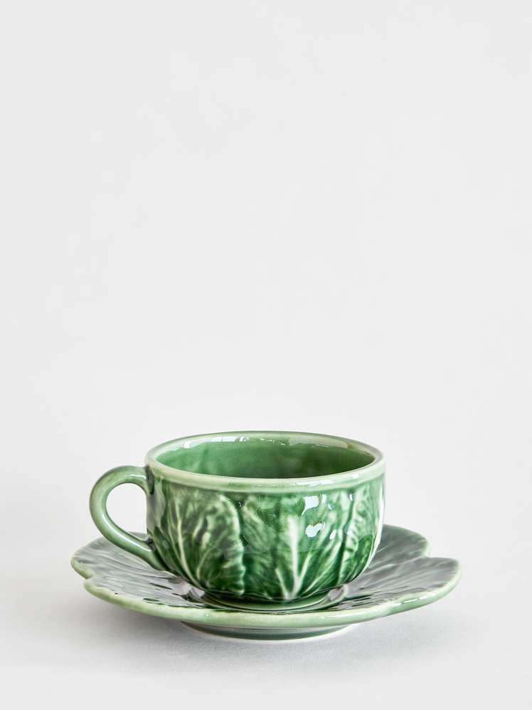 Bordallo Pinheiro — Cabbage Tea Cup with Saucer — Coffee- & Tea Cups ...