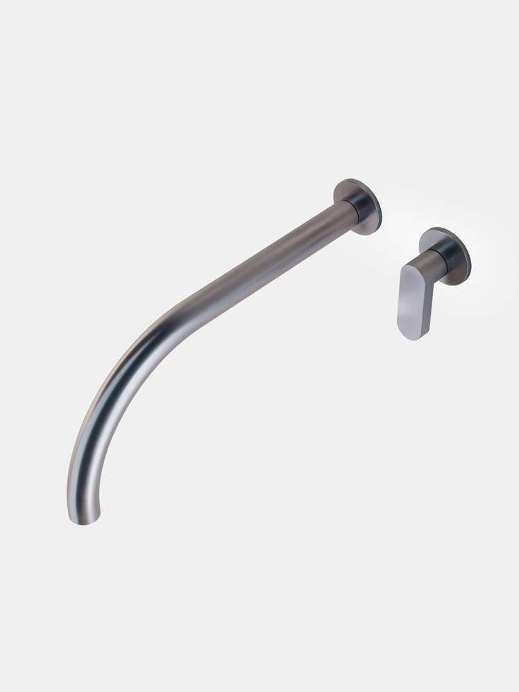 Cocoon — John Pawson Wall Mounted Mixer with Spout - Brushed Inox - 275 ...